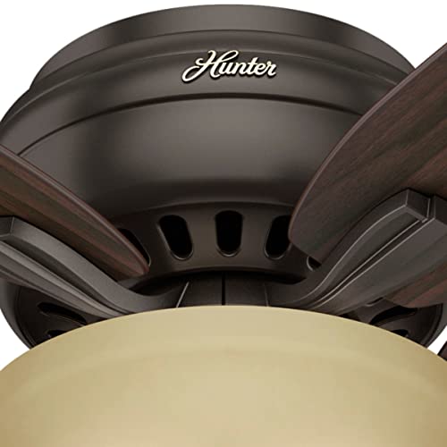 Hunter Fan Company, 53314, 52 inch Newsome Premier Bronze Low Profile Ceiling Fan with LED Light Kit and Pull Chain