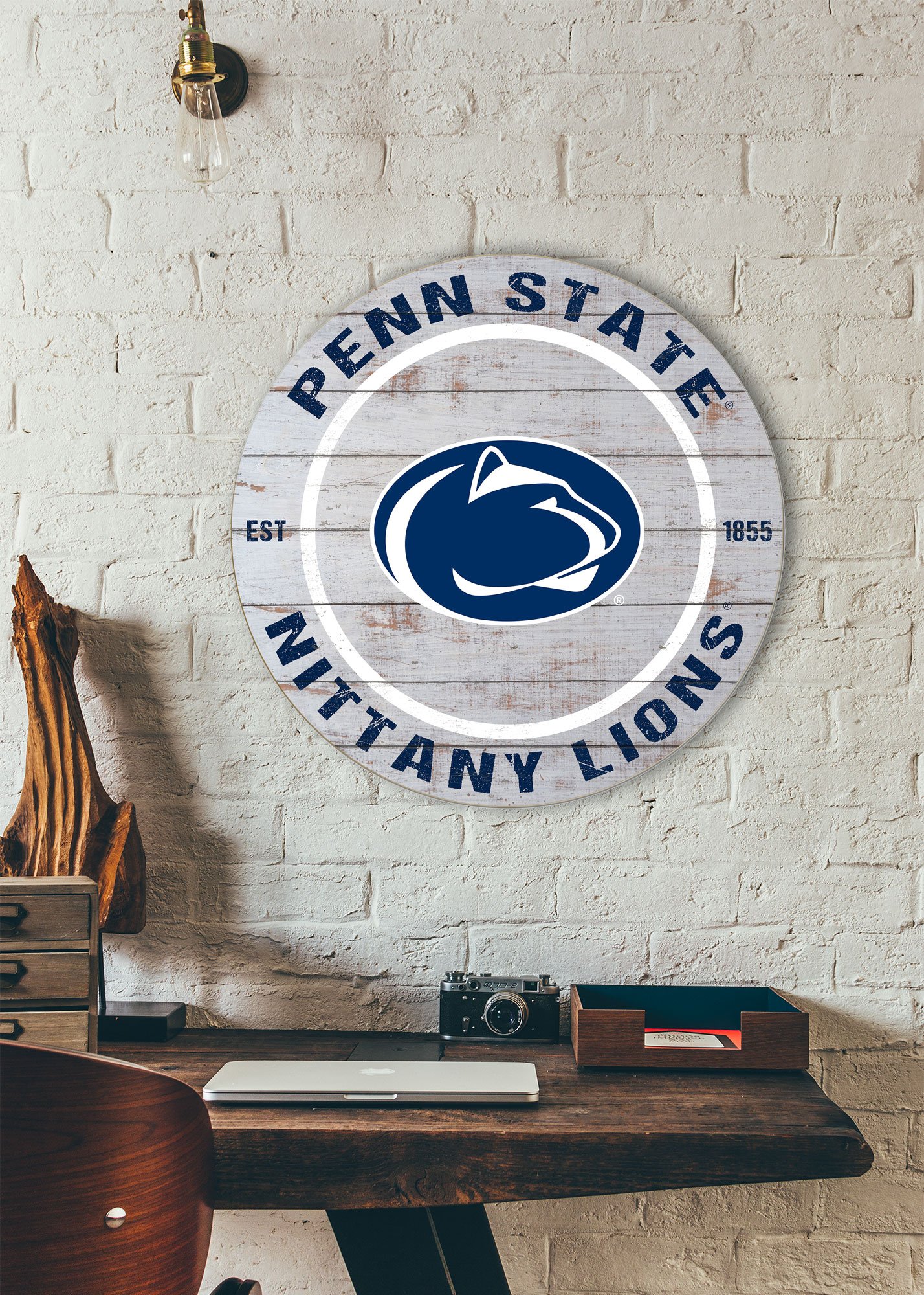 KH Sports Fan 20"x20" Classic Penn State Nittany Lions Weathered Circle Sign,1032100397 , Blue