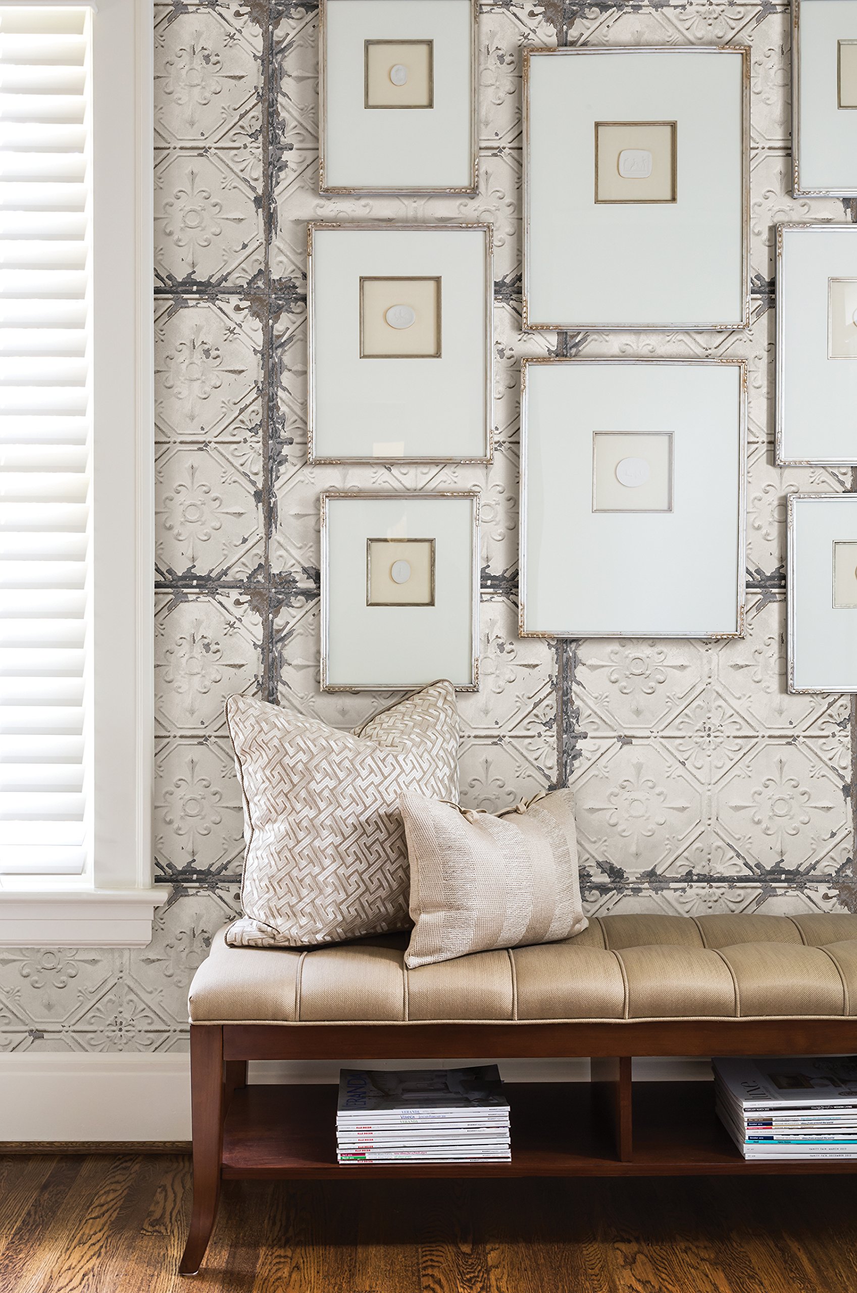 NuWallpaper Vintage Tin Tile Peel & Stick Wallpaper