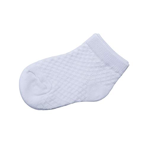 Looching Pack of 5 Mesh Thin Baby Girls Boys Cotton White Socks Toddler Kids No Show Ankle Socks 1-10T (6-8 Y, Mesh White)