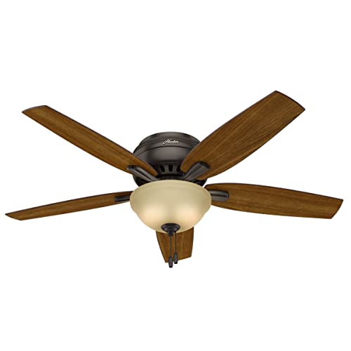 Hunter Fan Company, 53314, 52 inch Newsome Premier Bronze Low Profile Ceiling Fan with LED Light Kit and Pull Chain