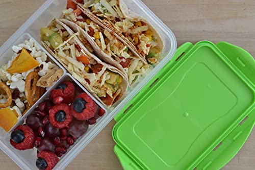 By Caleb Company 3 Pack Green Bento Boxes - 39 Ounce Divided Food Storage Containers With Lids - Leakproof, BPA Free Bento Lunch Box for Adults & Kids Lunches Is Safe For Dishwasher & Microwave
