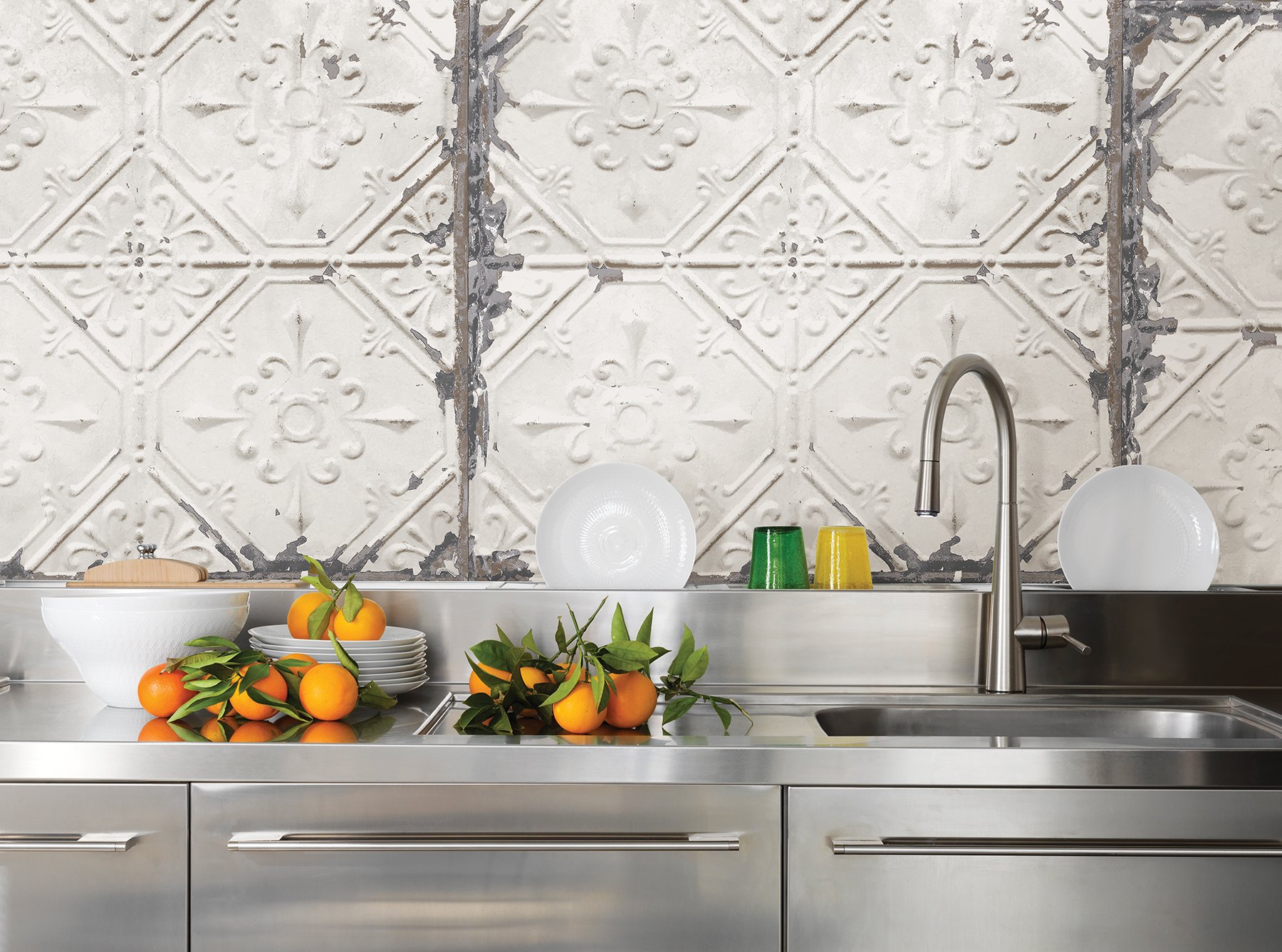 NuWallpaper Vintage Tin Tile Peel & Stick Wallpaper