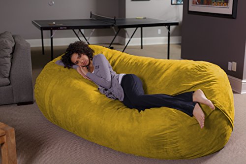 Sofa Sack Bean Bag Lounger - Plush Bean Bag Sofas with Super Soft Microsuede Cover - XL Memory Foam Stuffed Lounger Chairs for Kids, Adults, Couples - Jumbo Bean Bag Chair Furniture - Lemon 7.5'