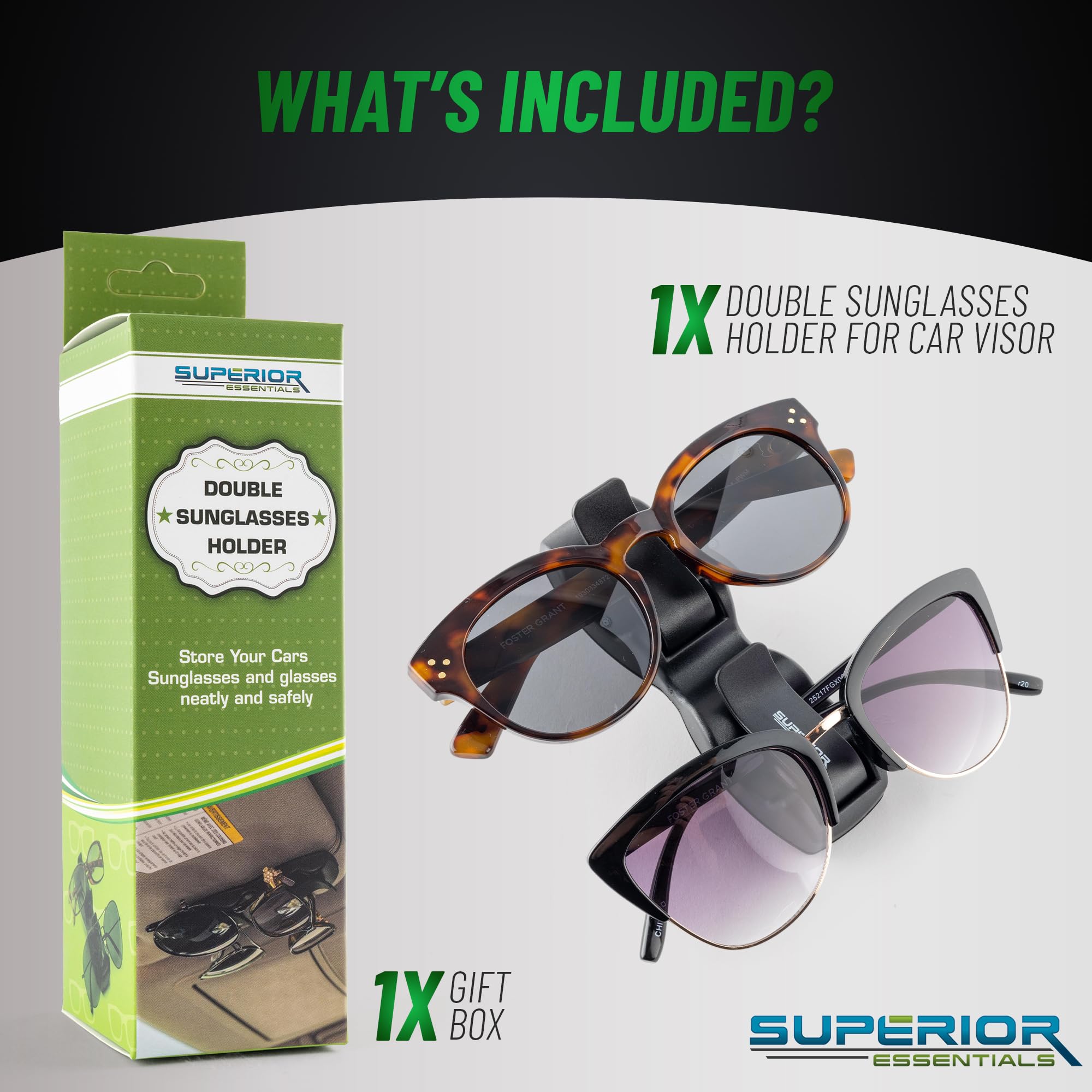 Sunglass Holder for Car Visor Clip - Sun-Glasses Holder and Ticket Card Clips - Car Visor Accessories - Luxury Eyeglass Car Mount