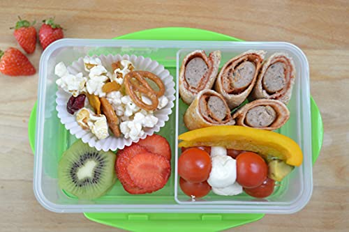 By Caleb Company 3 Pack Green Bento Boxes - 39 Ounce Divided Food Storage Containers With Lids - Leakproof, BPA Free Bento Lunch Box for Adults & Kids Lunches Is Safe For Dishwasher & Microwave