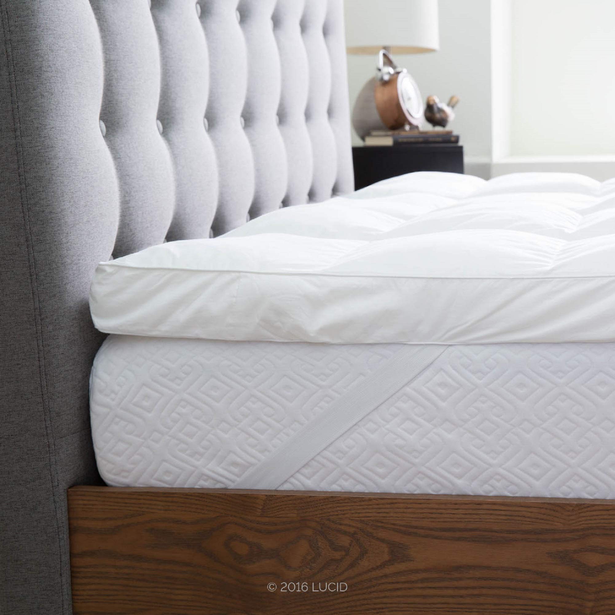 LUCID Mattress Topper, Twin XL, 3 Inch, Ultra Plush Down Alternative Fiber - Soft and Breathable Cotton Topper