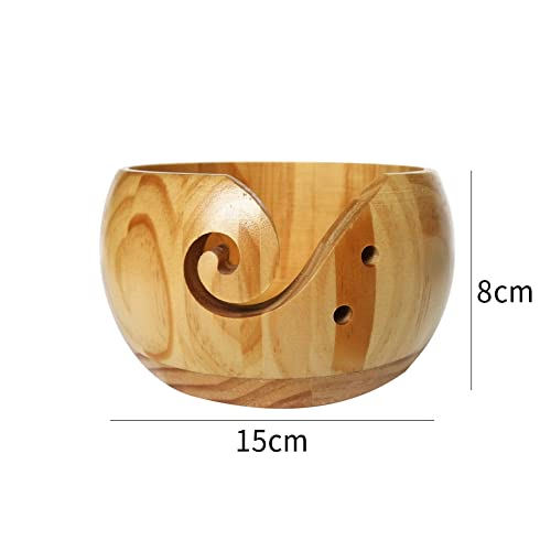 Smala Handmade Knitting Yarn Storage Bowl Crocheted Organizer Bowls Round Wooden Handmade Knitting Accessories,A