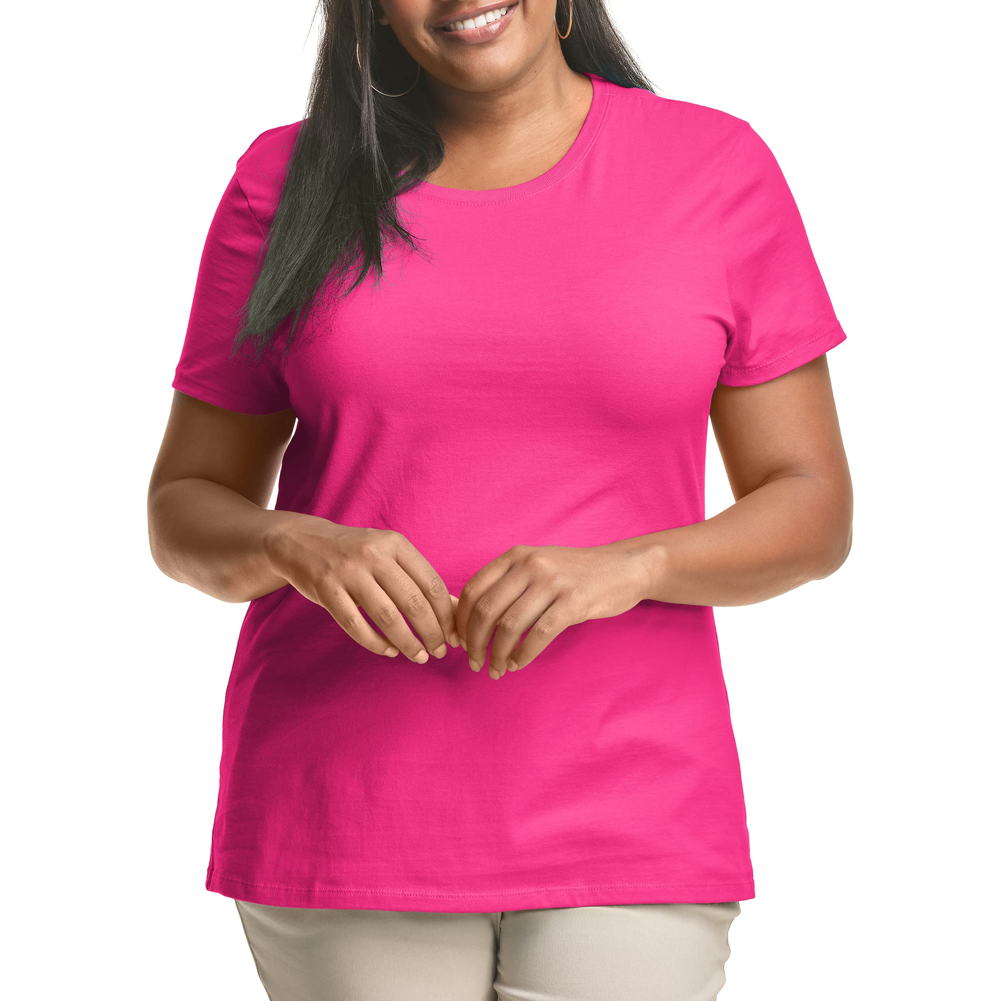 Just My Size Plus-Size Pure Cotton Jersey T-Shirt, Wide Classic Crewneck Tee for Women