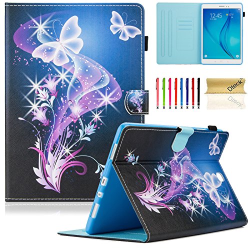 Dteck Case for Samsung Galaxy Tab A 9.7 Inch Tablet 2015 Release, SM-T550 /SM-P550 Case - Magnetic Closure Leather Protective Wallet Cute Stand Flip Cover with Stylus Pen/Pen Holder (Two Butterflies)
