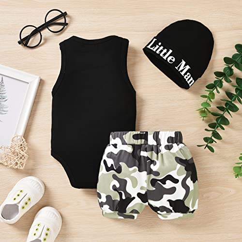 Aalizzwell Preemie Baby Boys Clothes Outfit Mamas Sleeveless Camouflage Shorts for Spring Summer Clothing Premature Black