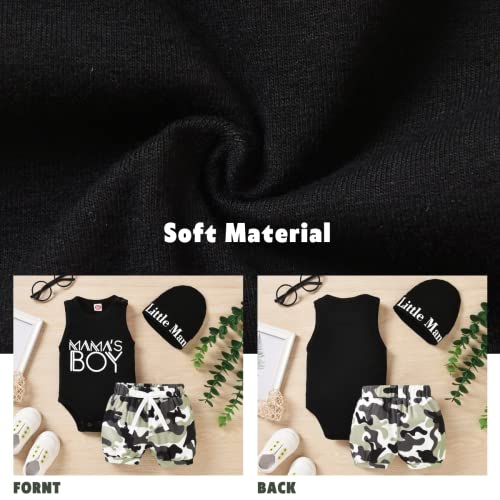 Aalizzwell Preemie Baby Boys Clothes Outfit Mamas Sleeveless Camouflage Shorts for Spring Summer Clothing Premature Black
