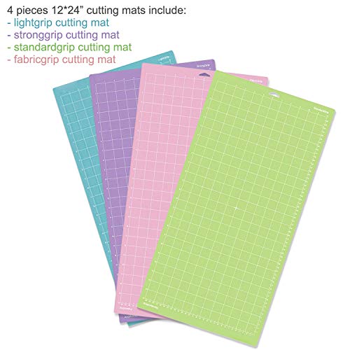 4pcs Replacement Cutting Mat for Cricut Maker/Explore Air 2/ Air/One 12x24 Inch Cutting Mat StandardGrip LightGrip StrongGrip FabricGrip Multiple Adhesive Sticky Quilting Cutting Mats for Cricut