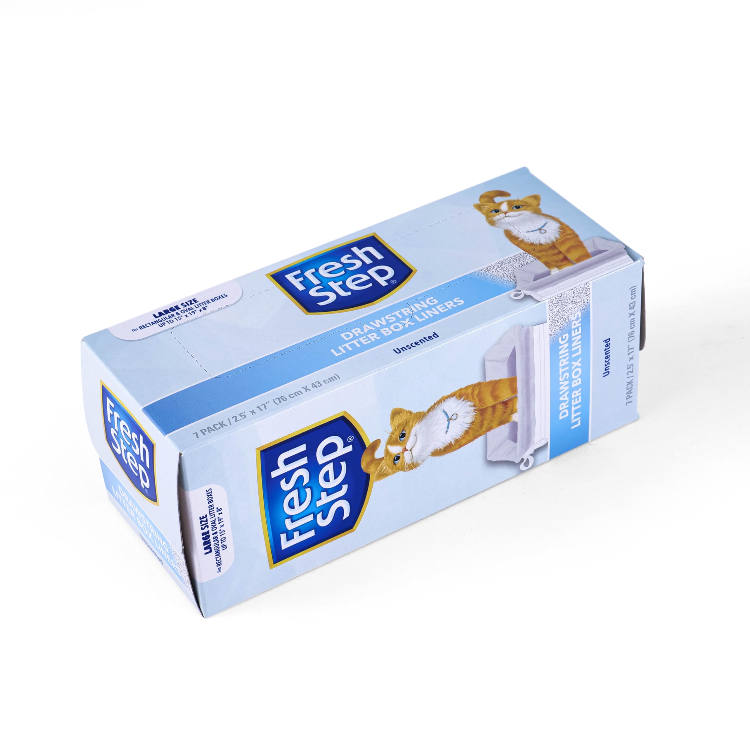 Fresh Step Drawstring Cat Litter Box Liners, Unscented, Size Large, 30" x 17" - 7 Count | Kitty Litter Bags, Cat Litter Liners for All Cats to Keep Your Home Clean