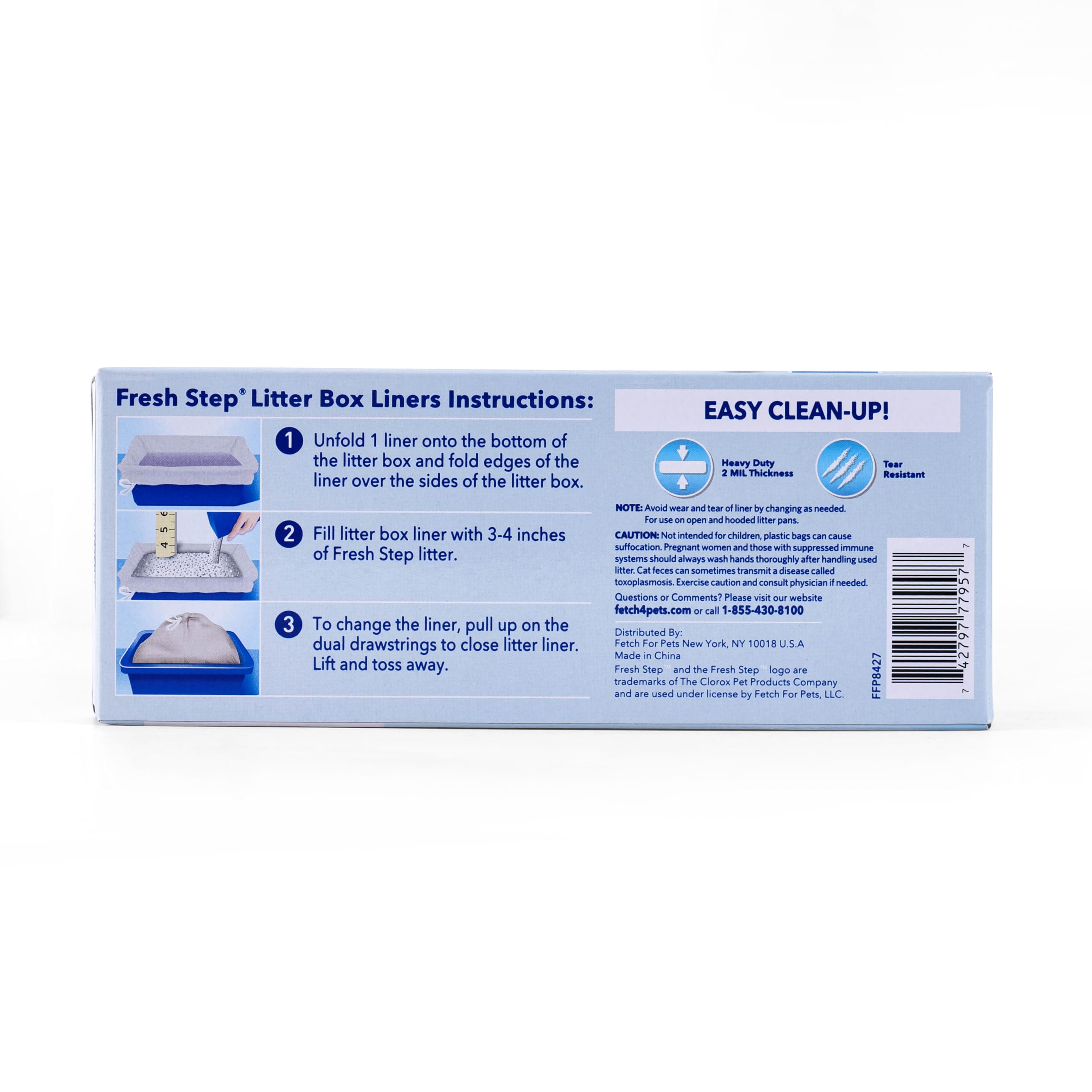Fresh Step Drawstring Cat Litter Box Liners, Unscented, Size Large, 30" x 17" - 7 Count | Kitty Litter Bags, Cat Litter Liners for All Cats to Keep Your Home Clean