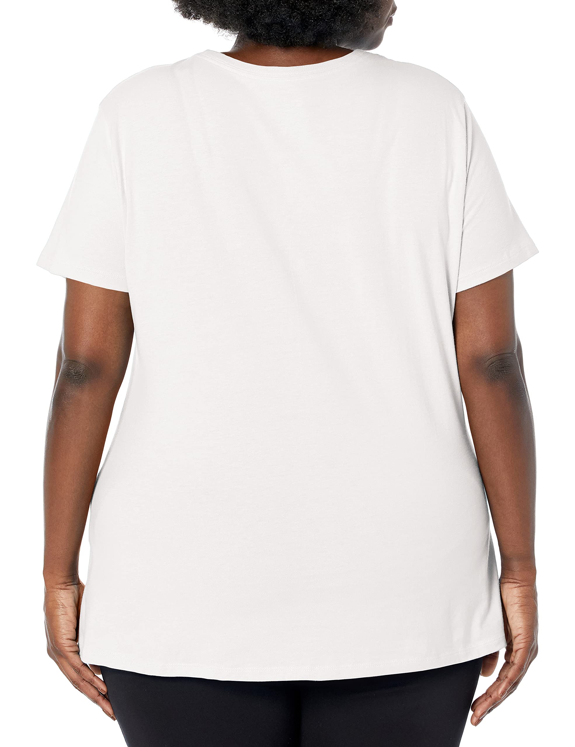 Hanes Plus-Size Pure Cotton Jersey T-Shirt, Wide Classic Crewneck Tee for Women, White1, 2X(18W/20W)