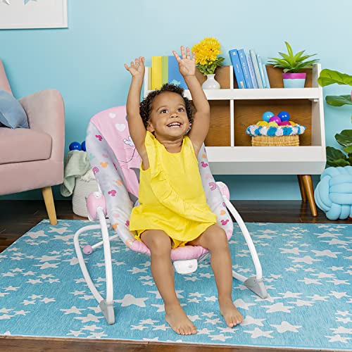Bright Starts Disney Baby Minnie Mouse Infant to Toddler Rocker with Vibrations and Removable-Toy Bar - Forever Besties, Newborn +