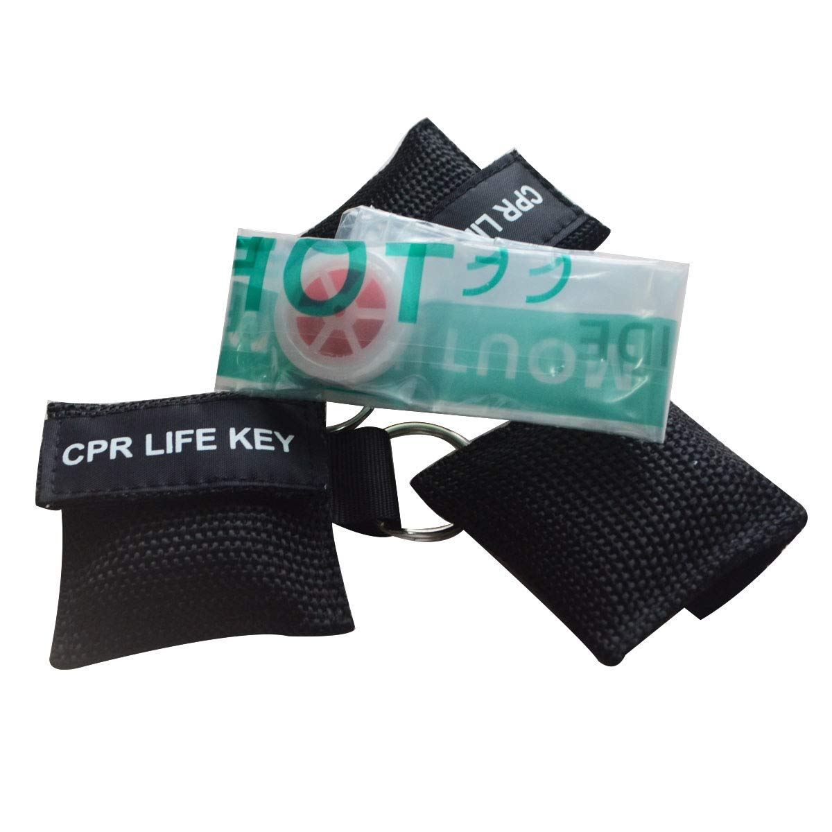 Elysaid 100 pcs/pack CPR Barrier Face Shield Mask with Keychain for CPR AED Training Black
