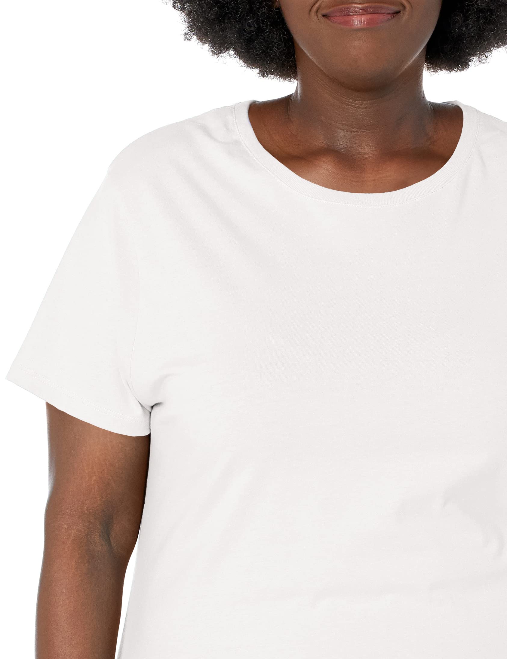Hanes Plus-Size Pure Cotton Jersey T-Shirt, Wide Classic Crewneck Tee for Women, White1, 2X(18W/20W)
