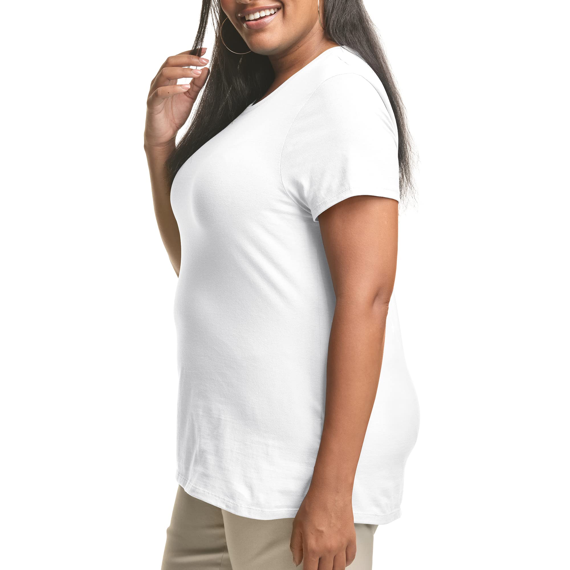 Hanes Plus-Size Pure Cotton Jersey T-Shirt, Wide Classic Crewneck Tee for Women, White1, 2X(18W/20W)