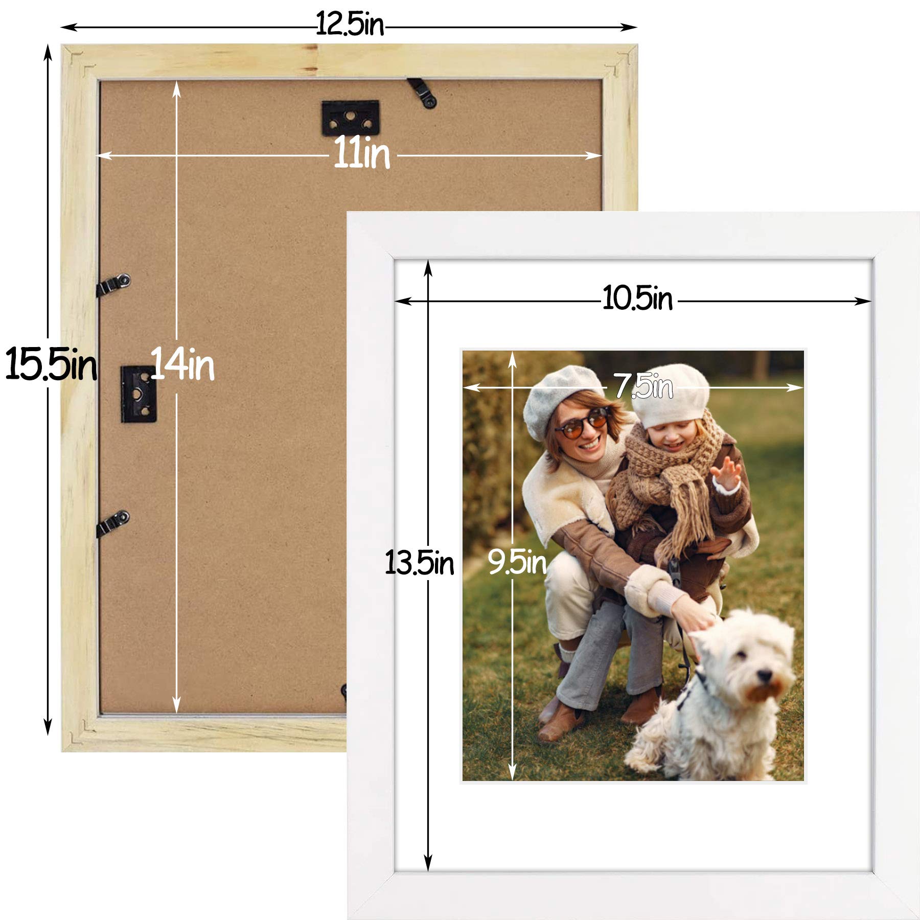 Golden State Art, 11x14 White Photo Wood Collage Frame, for (1) 8x10 with Real Glass and White Mat