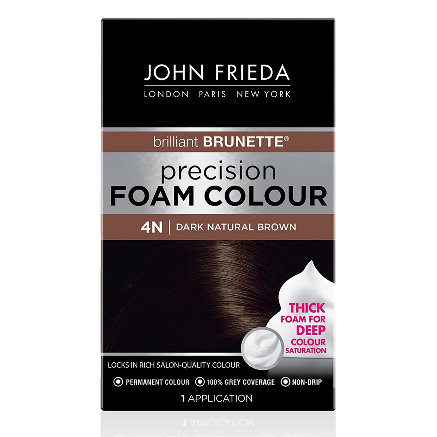 John Frieda Precision Foam Colour Brilliant Brunette (Dark Natural Brown) 4N 1 Each (Pack of 4)