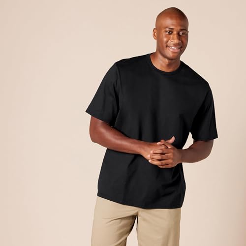 Amazon Essentials Men's Regular-Fit Short-Sleeve Crewneck T-Shirt, Pack of 2, Black, X-Large
