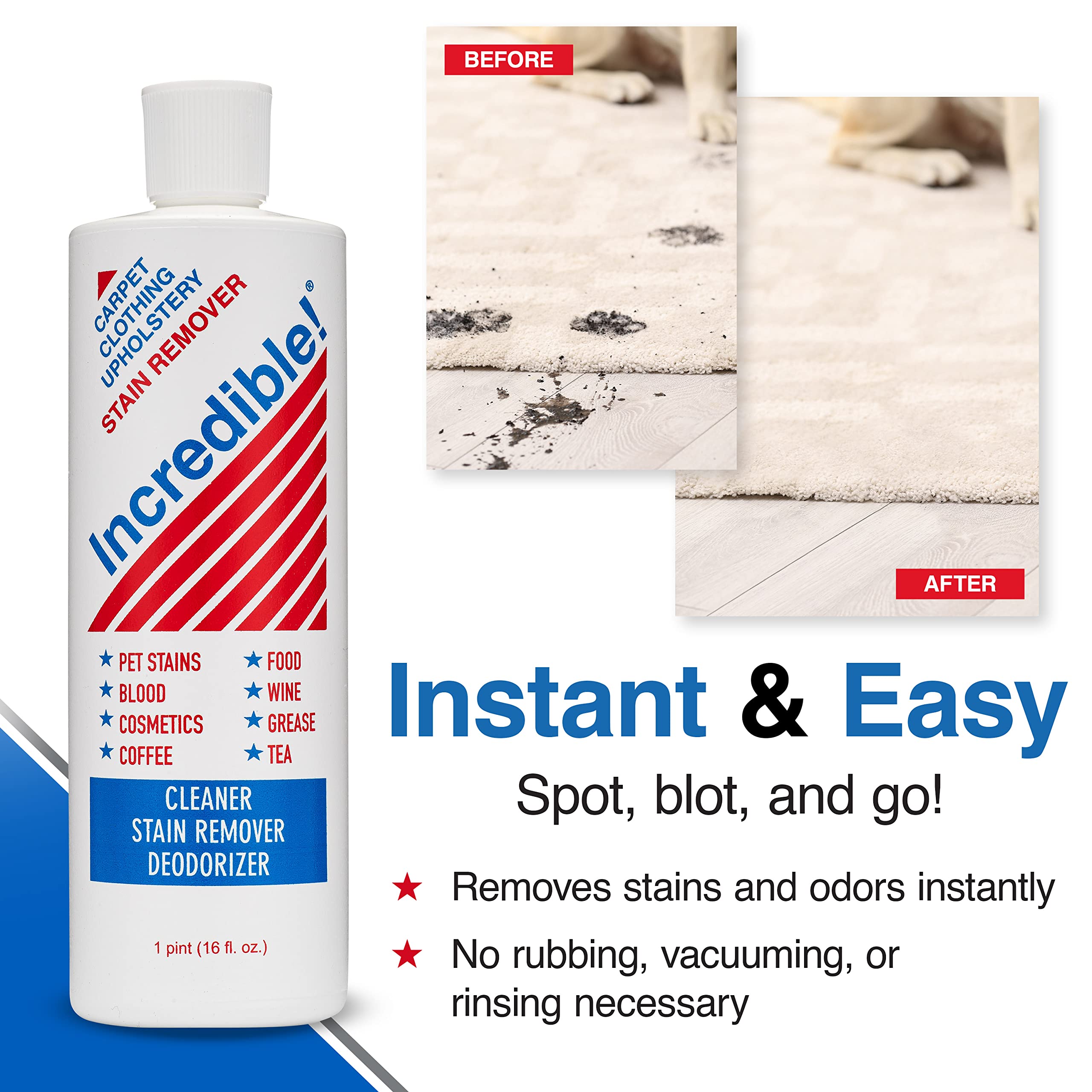 Stain Remover For Clothes, Laundry, Carpets, Mattress & Upholstery, 16.oz (Pack of 3)