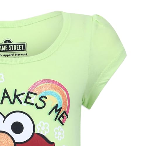 Sesame Street Girls' Modern/Fitted, Green Elmo Smile, 3T
