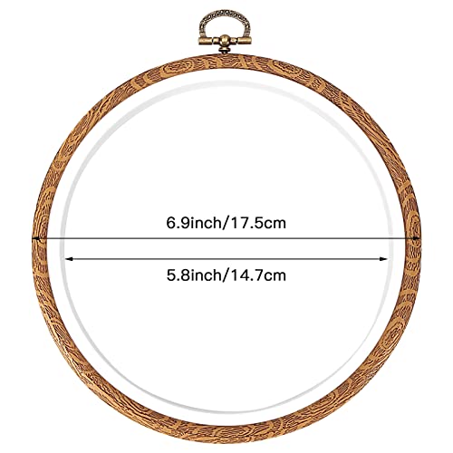Pllieay 3 Pieces 6.9inch Embroidery Hoops Imitated Wood Embroidery Circle Round Display Frame Ring Cross Stitch Hoops for Art Craft Sewing and Hanging