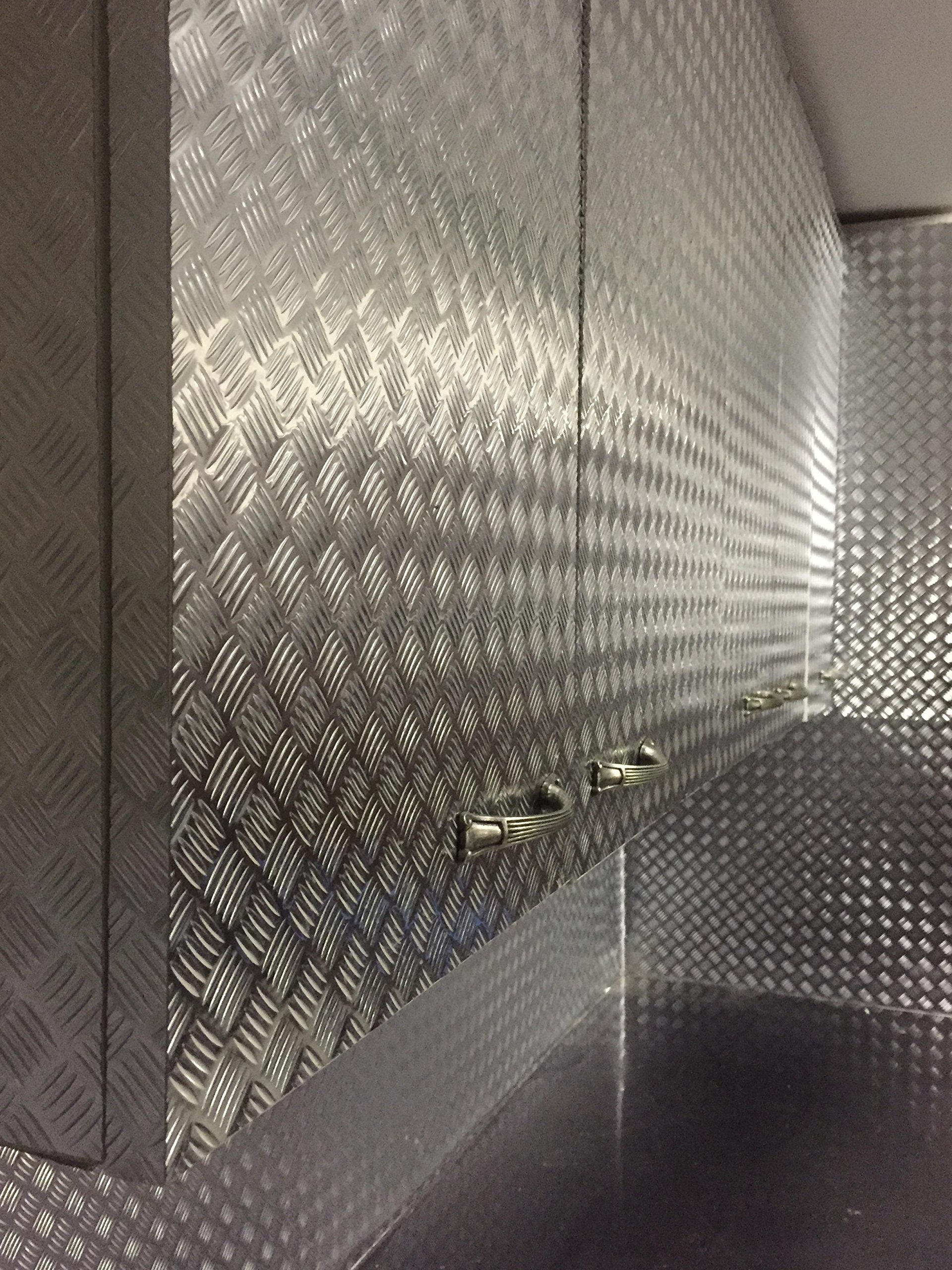 Industrial Utility Diamond Plate Metallic Chrome Finish Vinyl Wrap Silver 17.8 Inches x 6.5 Feet Sheet Adhesive Roll for Shelves Walls Flooring