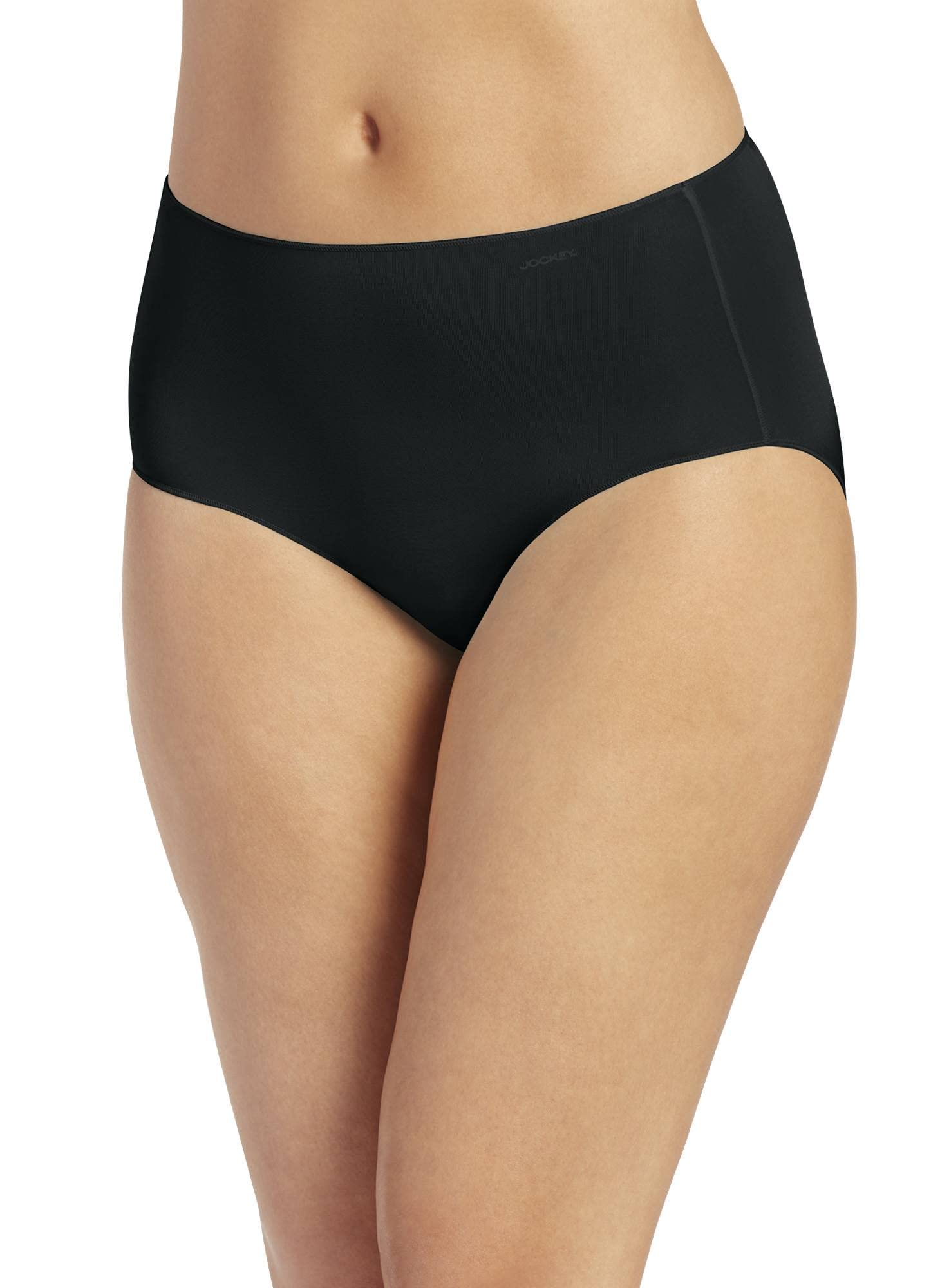 Jockey Women's Underwear No Panty Line Promise Tactel Hip Brief, Black, 7