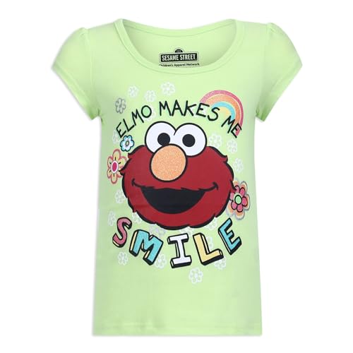 Sesame Street Girls' Modern/Fitted, Green Elmo Smile, 3T