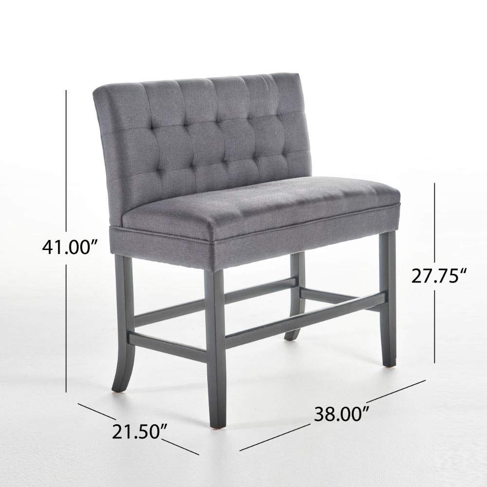 Christopher Knight Home Kenan Fabric Barstool Bench, Dark Charcoal