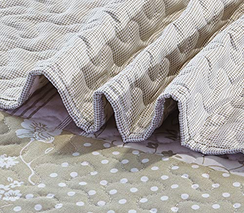 SLPR Silent Reverie 3-Piece Queen Comforter Set (Rustic Quilt with 2 Shams): Lightweight Quilted Bedding, Farmhouse Bed Set Queen Size, White and Tan Country Style Printed Coverlet