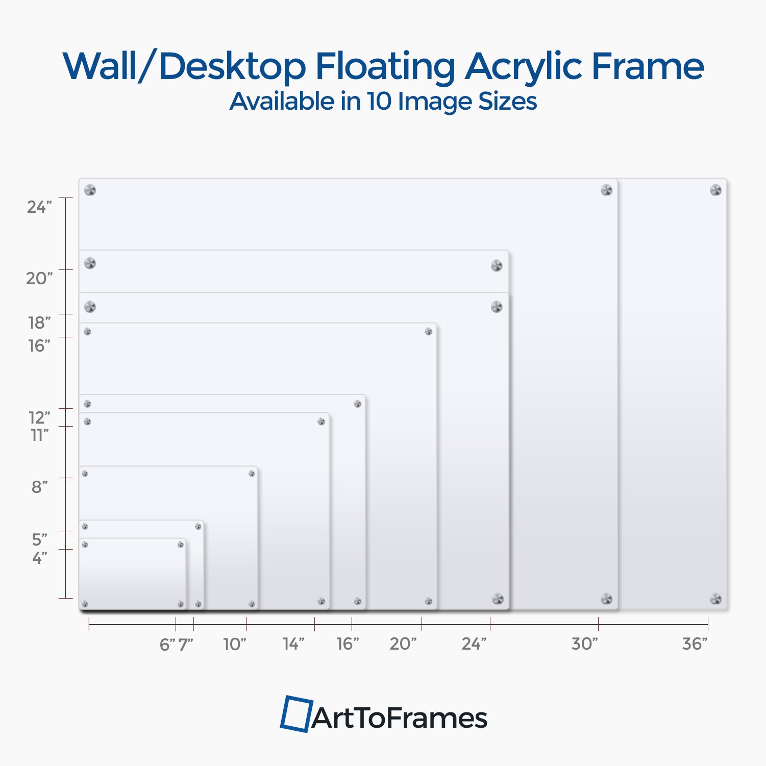 ArtToFrames Floating Acrylic Frame for Pictures Up to 16x20 inches (Full Frame is 20x24) with Chrome Standoff Wall Mount Hardware, Acrylic-109-16x20-69