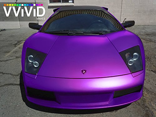 Purple Satin Chrome Vinyl Wrap Stretch Conform DIY Easy to Use Air-Release Adhesive (1.5ft x 5ft)