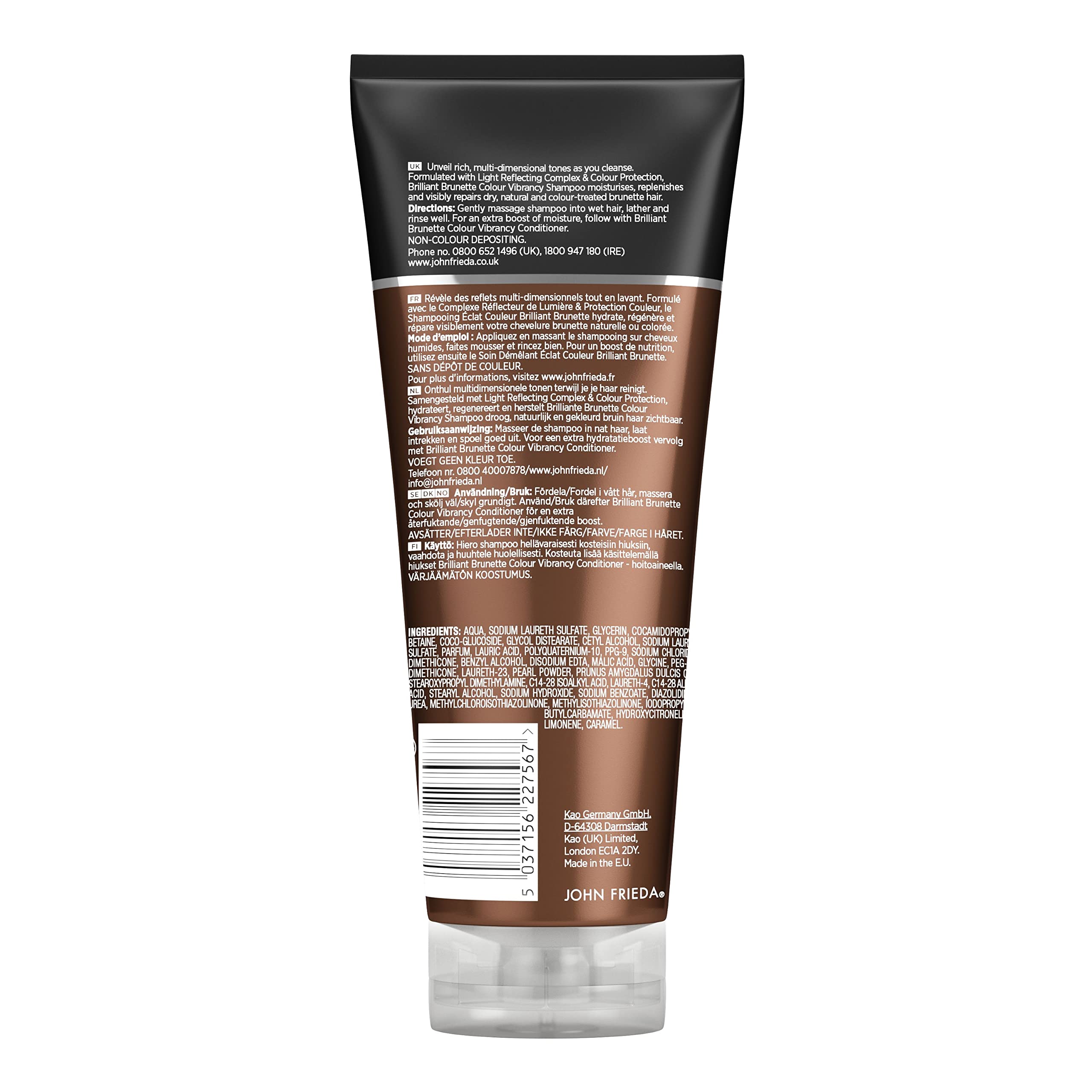 John Frieda Brilliant Brunette Visibly Deeper Colour Deepening Shampoo for Brown Hair, 250 ml