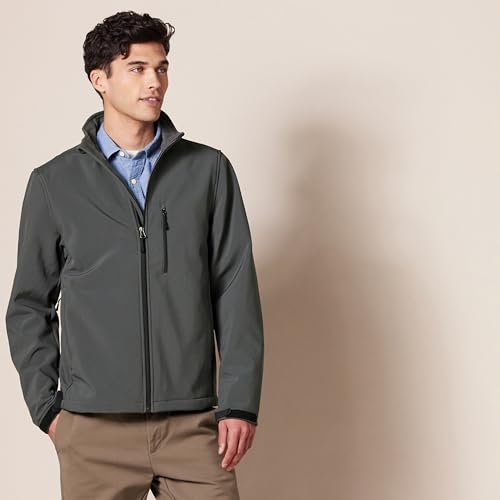 Amazon Essentials Men's Water-Resistant Softshell Jacket, Dark Grey, Small