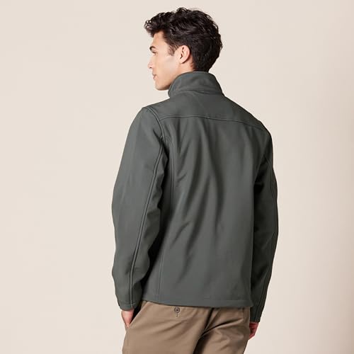 Amazon Essentials Men's Water-Resistant Softshell Jacket, Dark Grey, Small
