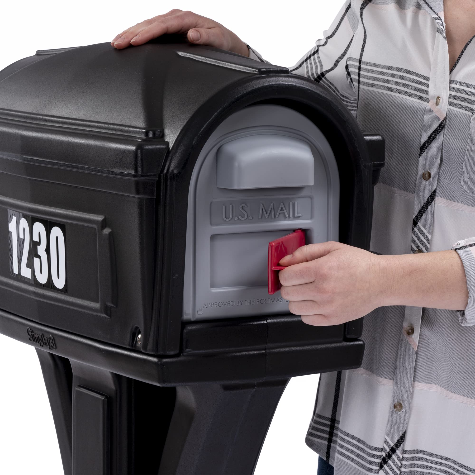 Simplay3 Classic Plastic Residential Mailbox & Post Mount Combo Kit with 2 Access Doors - Black