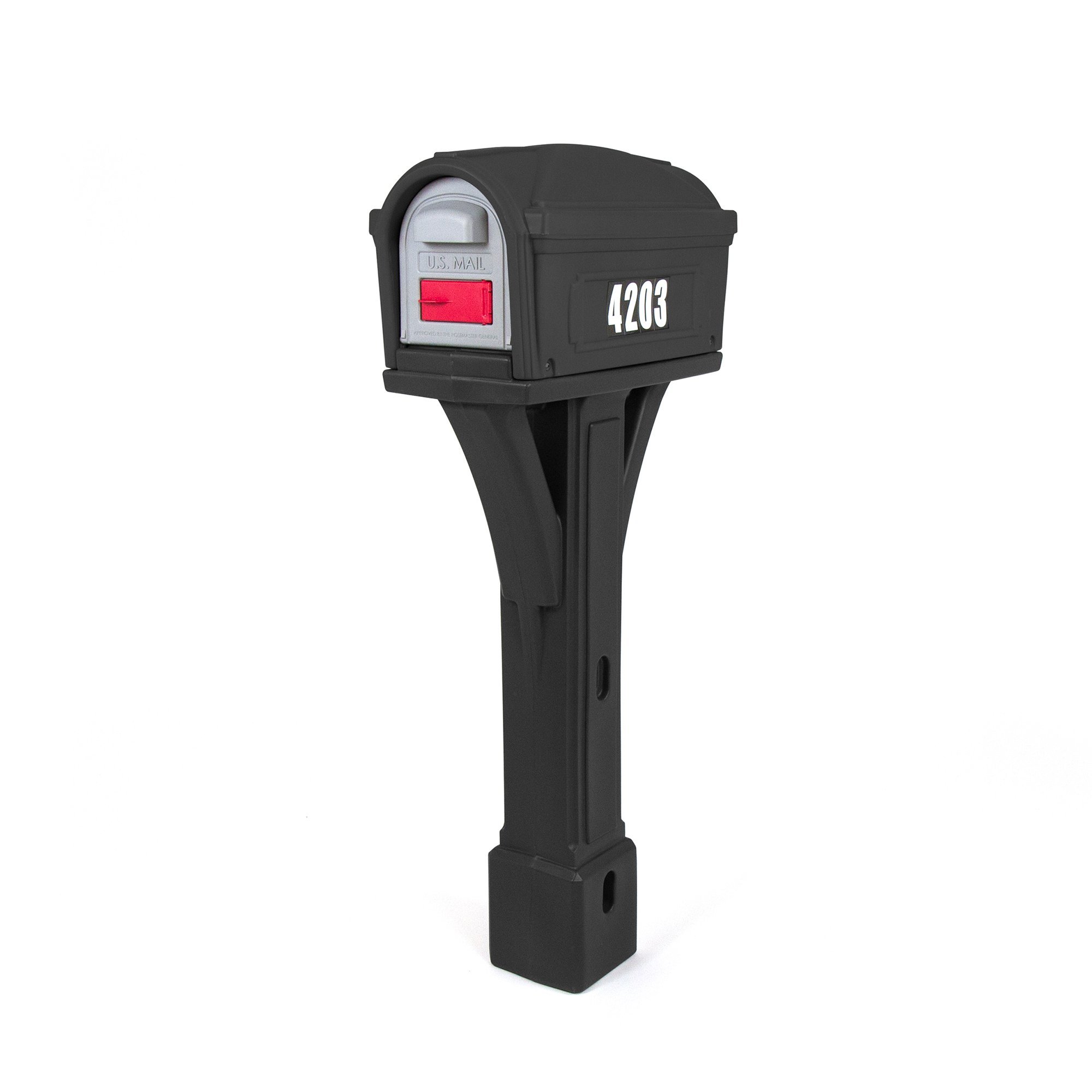 Simplay3 Classic Plastic Residential Mailbox & Post Mount Combo Kit with 2 Access Doors - Black
