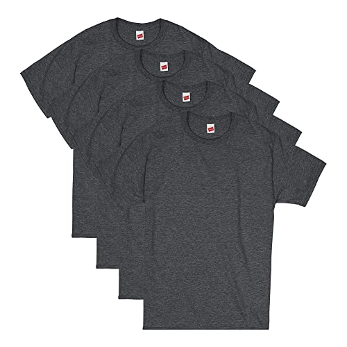Hanes Men's Essentials Short Sleeve T-shirt Value Pack (4-pack),charcoal heather,X LARGE