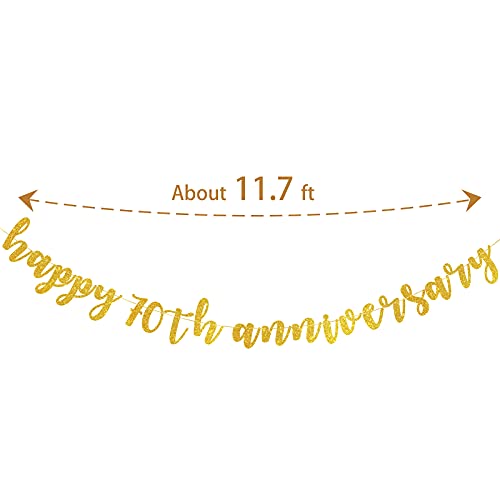 Dalaber Happy 70th Anniversary Banner, 70th Wedding / Anniversary Party Decorations, Happy Anniversary Theme Party Sign Anniversary Banner - Gold
