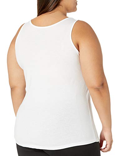 JUST MY SIZE Womens Plus Cotton Jersey Shirttail Top, Sleeveless Tank-top-and-cami-shirts, White