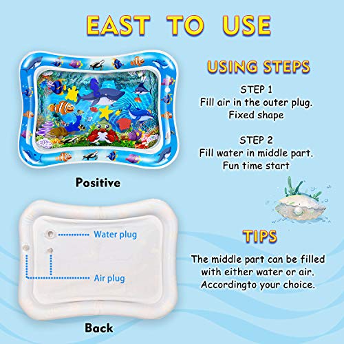 CUKU Tummy time Water Play mat Baby & Toddlers is The Perfect Fun time Play Inflatable Water mat,Activity Center Your Baby's Stimulation Growth