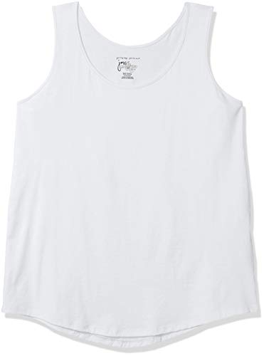 JUST MY SIZE Womens Plus Cotton Jersey Shirttail Top, Sleeveless Tank-top-and-cami-shirts, White