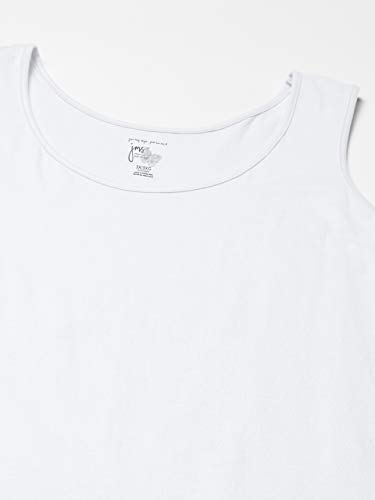 JUST MY SIZE Womens Plus Cotton Jersey Shirttail Top, Sleeveless Tank-top-and-cami-shirts, White