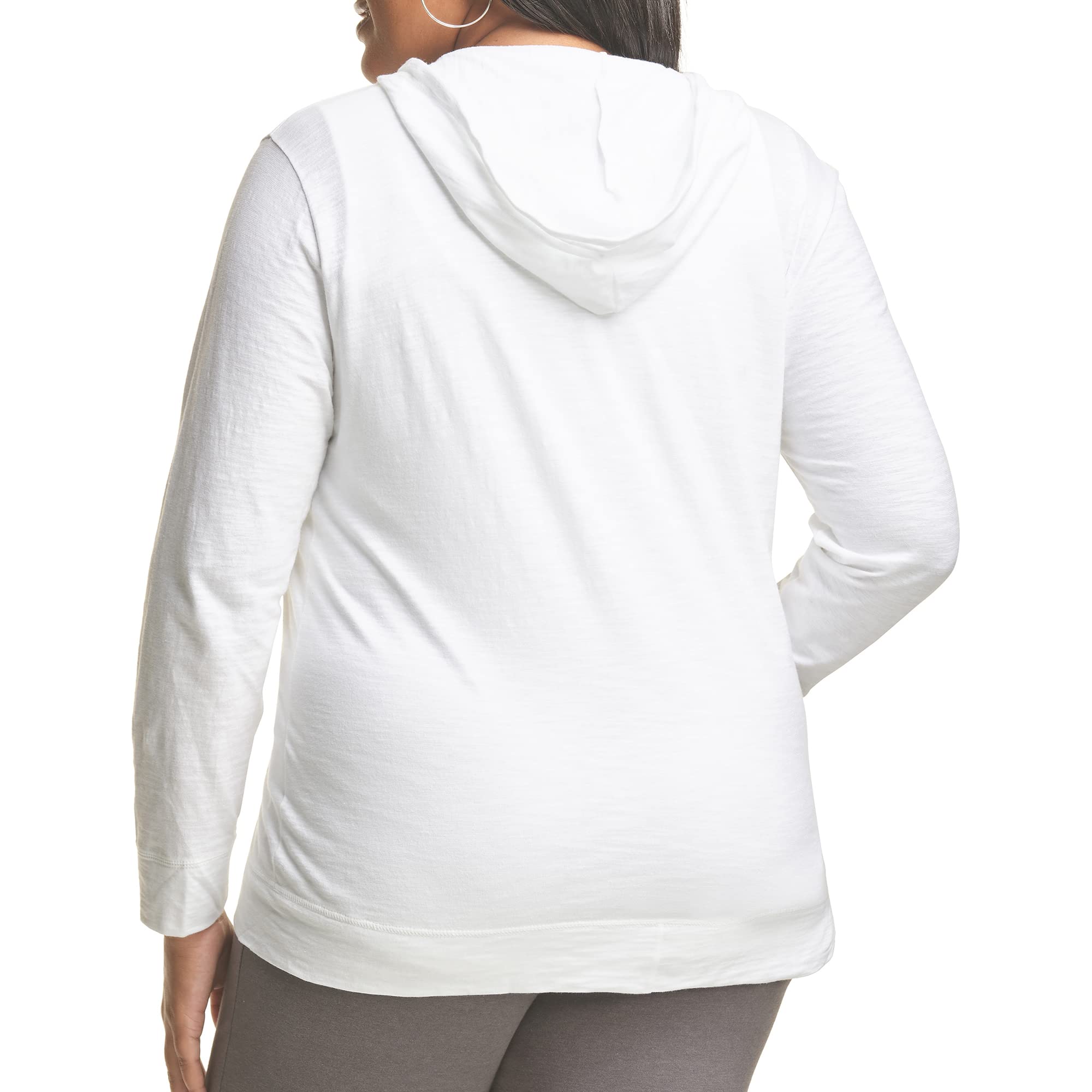 JUST MY SIZE womens Slub-cotton Full-zip Lightweight Women's Hoodie Sweatshirt, White, 1X US
