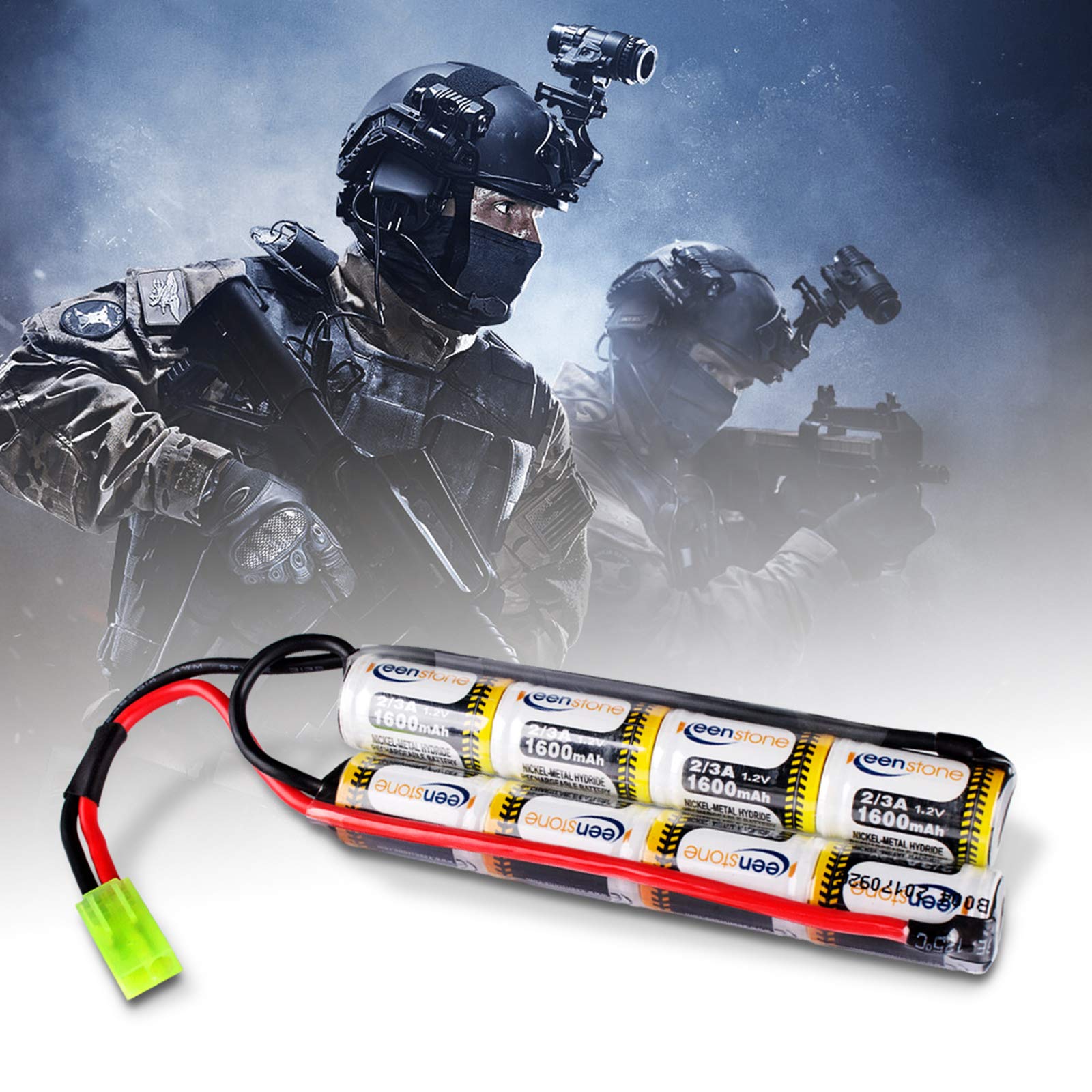 Keenstone 9.6V 1600mAh Butterfly Nunchuck Stick Mini Battery Pack with Mini Tamiya Connector for Airsoft Guns ICS CA TM SRC JG G36 G&M733 etc